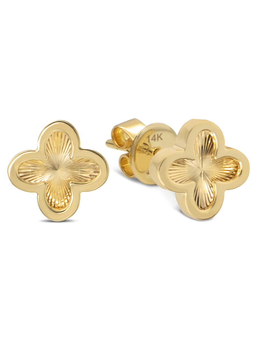 DEVATA Clover Stud Earrings 14K Gold