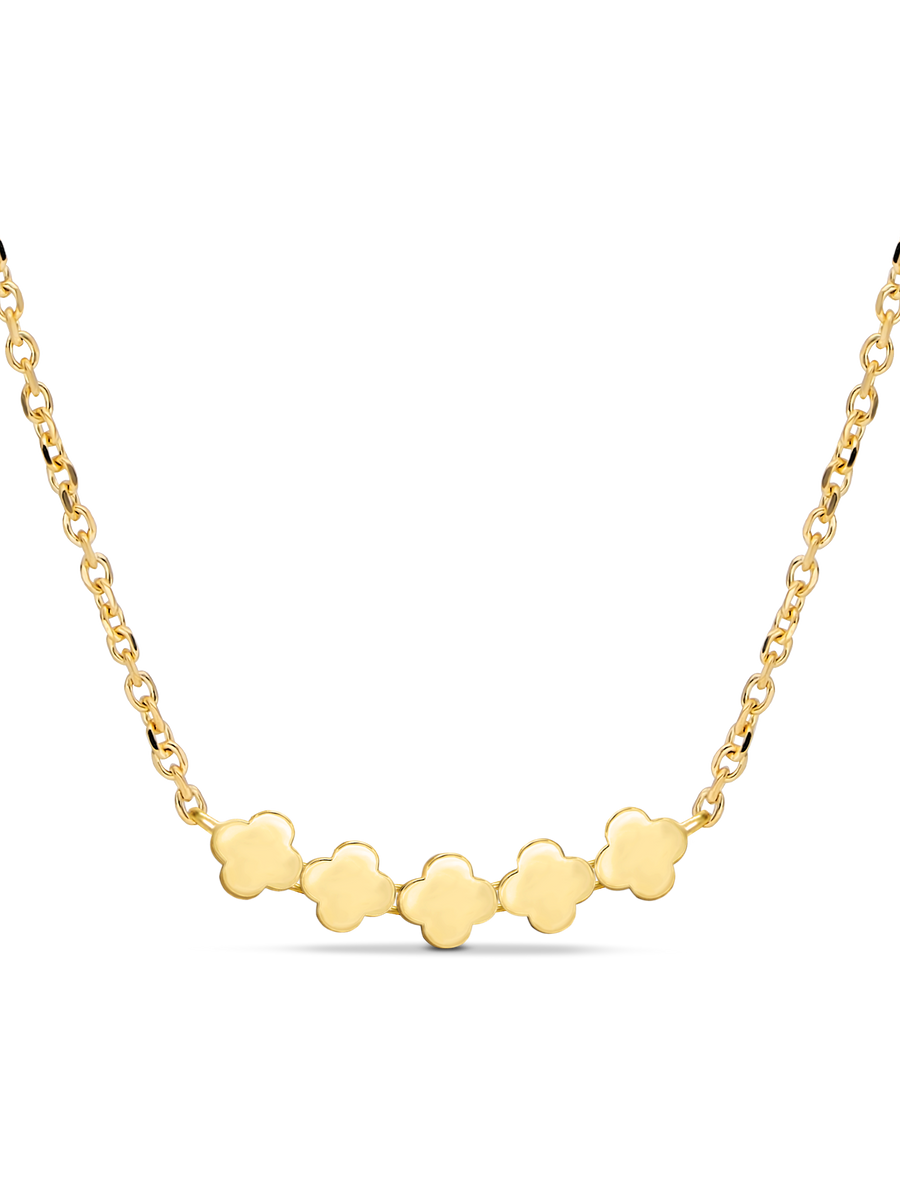 14K Solid Gold Clover Chain Necklace– DEVATA