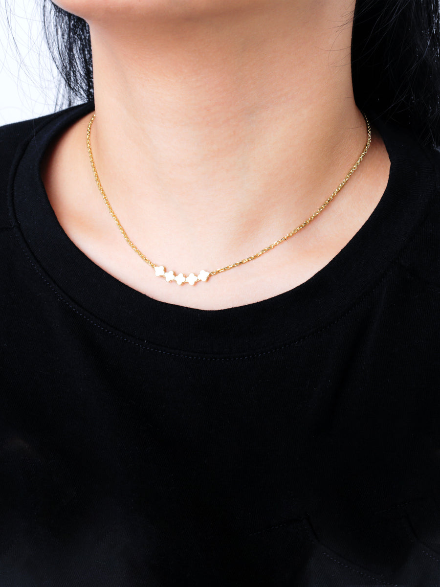 14K Solid Gold Clover Chain Necklace– DEVATA