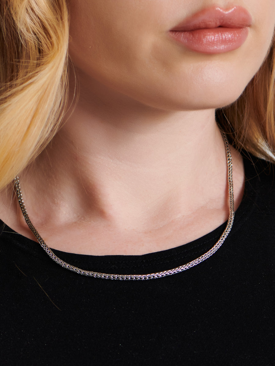 DEVATA Bali Dragon Bone Chain Necklace Sterling Silver and Gold Plated