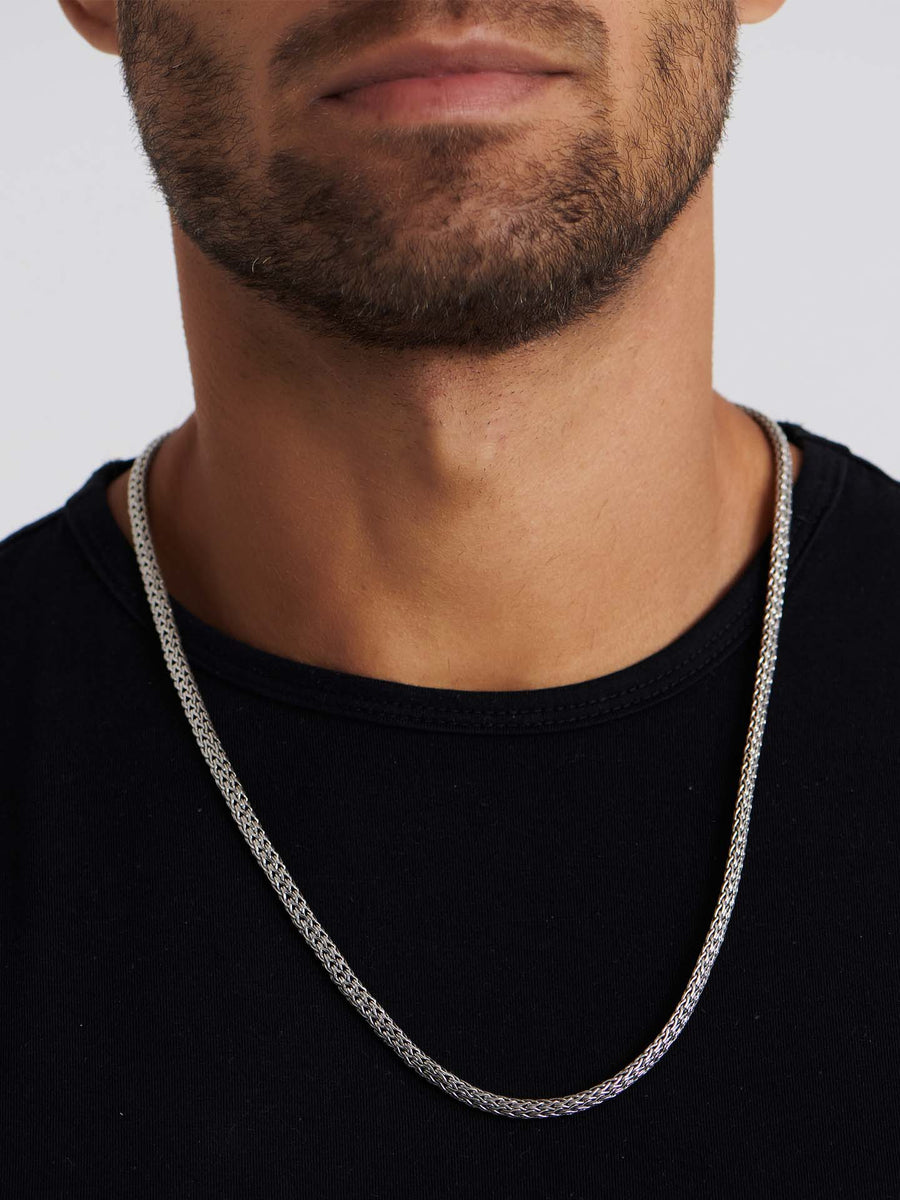 DEVATA Bali Dragon Bone Chain Necklace Sterling Silver and Gold Plated