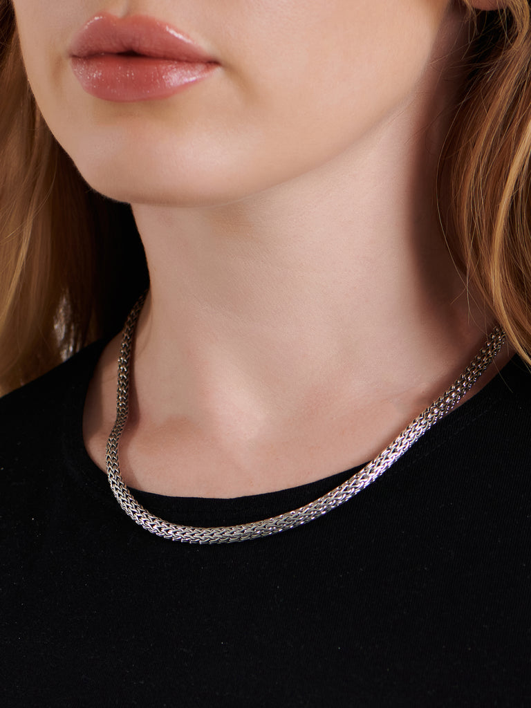 DEVATA Bali Dragon Bone Chain Necklace Sterling Silver and Gold Plated