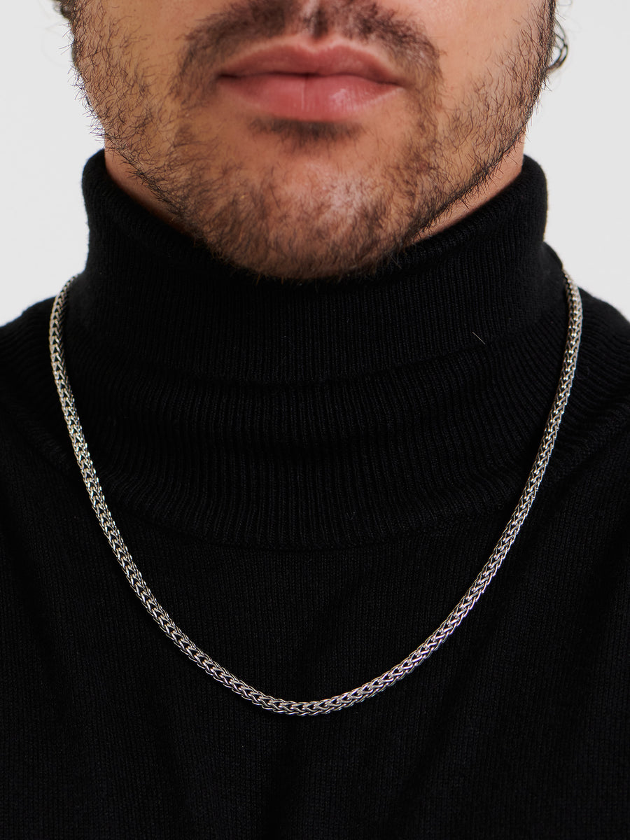 DEVATA Bali Dragon Bone Chain Necklace Sterling Silver and Gold Plated