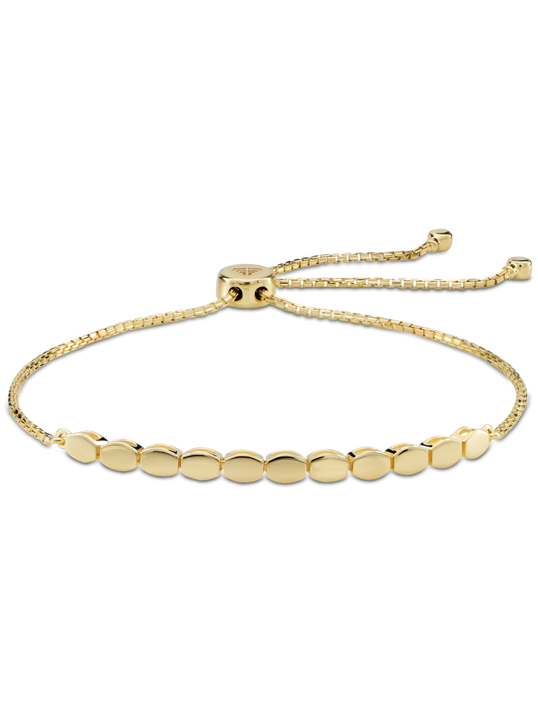 14K Gold Hexagon Link Box Chain Slider Bolo Bracelet